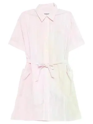 CHOCOOLATE Striped Shirt Dress - Pink