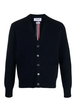 Thom Browne Knitted V-neck Cardigan - Blue