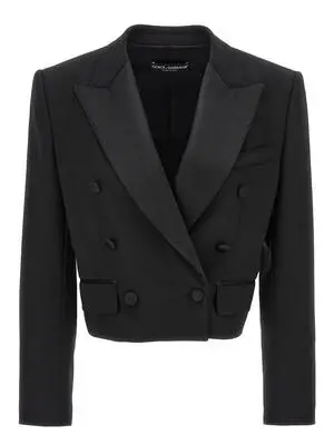 Dolce & Gabbana Tuxedo Crop Blazer - Black