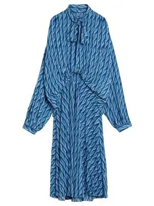 Balenciaga Midi Dress With Bow And Print - Blue