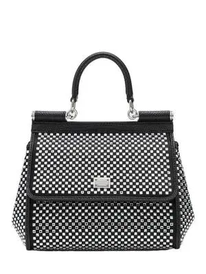 Dolce & Gabbana Sicily Medium Handbag With Crystals - Black