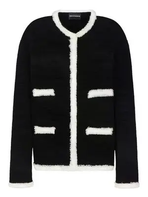 Emporio Armani Ottoman Fringed-detail Jacket - Black
