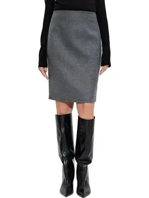 Dsquared2 Pencil Wool Skirt - Grey