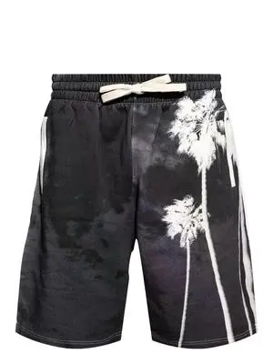 Palm Angels Palm-tree Print Drawstring Shorts - Black