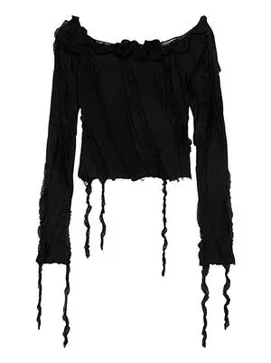 Blumarine Off-shoulder Ruffled Top - Black