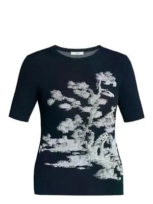 Erdem Jacquard Short-sleeve Top - Blue
