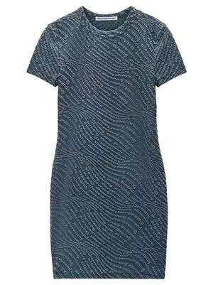 Alexander Wang Short-Sleeve Logo-Embossed Dress Grey
