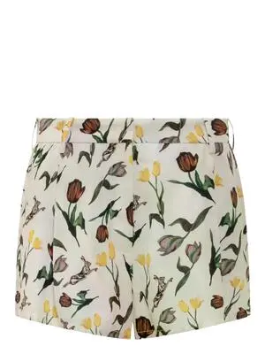 Marni Tulip Hares-print Shorts - White