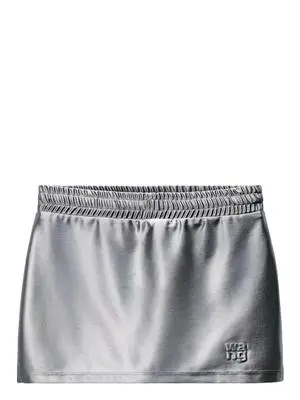 Alexander Wang Elasticated-waistband Satin Mini Skirt - Silver