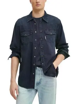 Karl Lagerfeld Denim Flap-pocket Shirt - Blue