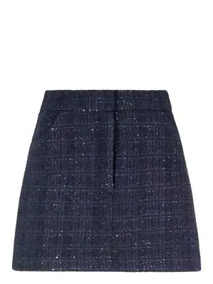 Emporio Armani Sequin-embellished Tweed Skirt - Blue