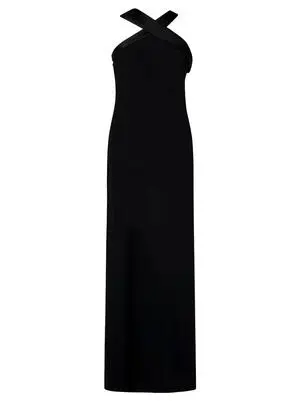 Max Mara Halterneck Flared Hem Dress - Black