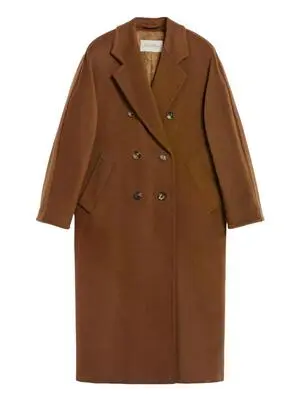 Max Mara 101801 Double-Breasted Wool Coat Brown