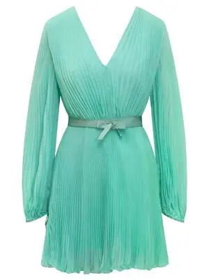 Max Mara Plissé Mini Dress - Green