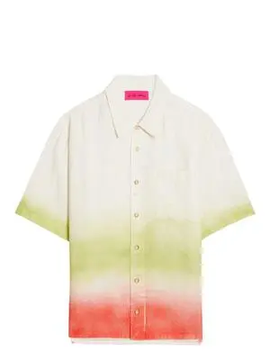 THE ELDER STATESMAN Sulfer Gradient Dégradé Linen Shirt - Ivory