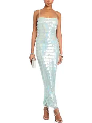 Retrofete Alana Sequined Backless Dress Green