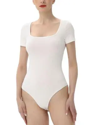 KIMI + KAI Square Neck Bodysuit - White