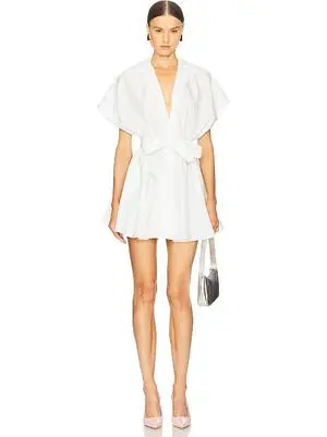 Norma Kamali Sleeveless Flared Mini Shirt Dress - Snow White