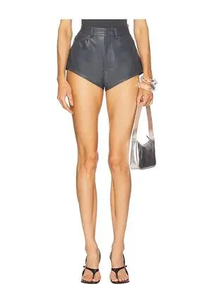 Lapointe Faux Leather Mini Shorts - Gray Blue