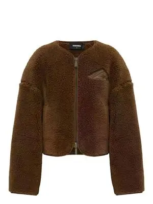 Dsquared2 Logo-embroidered Fleece Jacket - Brown