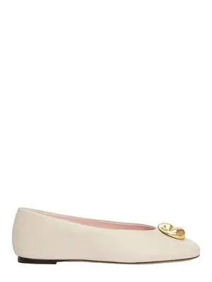 Fabiana Filippi Leather Embellished Ballet Flats - White