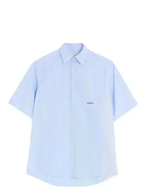 Valentino Garavani Striped-pattern Embroidered-logo Shirt - Blue