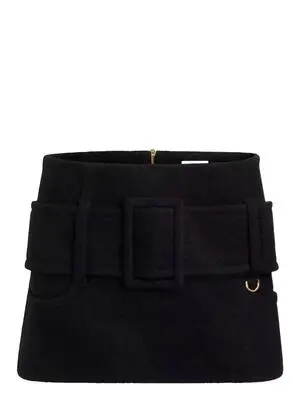 Patou Belted Wool Mini Skirt - Black