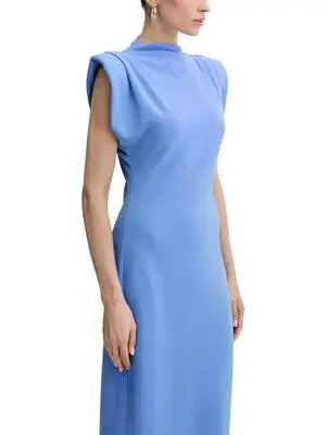 Karl Lagerfeld Padded-shoulder Midi Dress - Blue