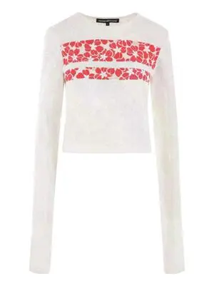 REWARD IF FOUND Floral-panel Knit Top - White