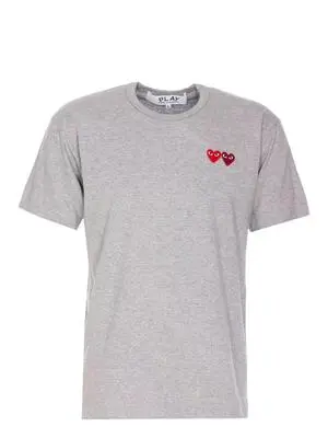 Play Comme Des Garcon Heart-patch T-shirt - Grey