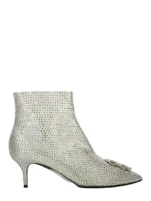 Moschino 60mm Crystal-embellished Ankle Boots - Silver