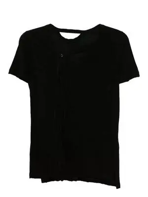 Yohji Yamamoto Cotton T-shirt With Tie Detailing - Black