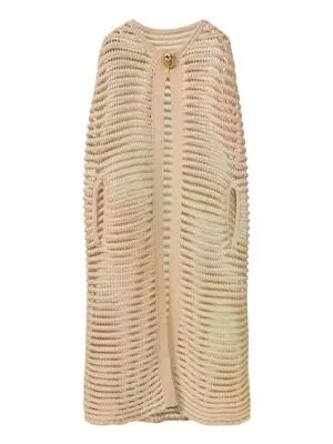 Fabiana Filippi Lurex-detail Open-knit Cape - Neutrals
