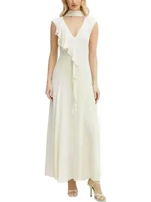 Karl Lagerfeld Ruffle-trim Maxi Dress - Neutrals