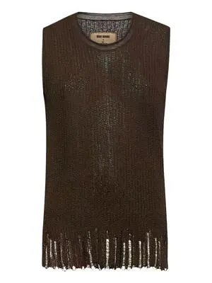 UMA WANG Ribbed Sleeveless Top - Brown