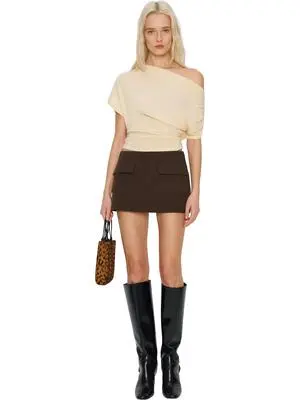 REFORMATION Calloway Low Rise Skort - Brown