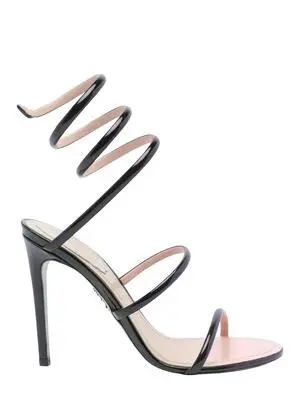Rene Caovilla Cleo Spiral-wrap Patent-leather Sandals - Black