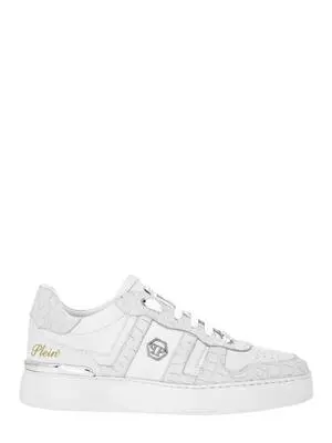 Philipp Plein Crocodile-effect Leather Trainers - White