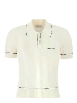Alexander McQueen Ribbed Polo Top - Neutrals