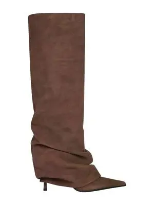 LE SILLA 85 Mm Draped-cuff Leather Boots - Brown