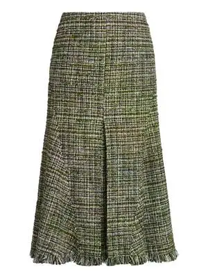 Erdem Tweed Pencil Midi Skirt - Green