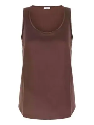 Brunello Cucinelli Sequin-trimmed Sleeveless Top - Brown