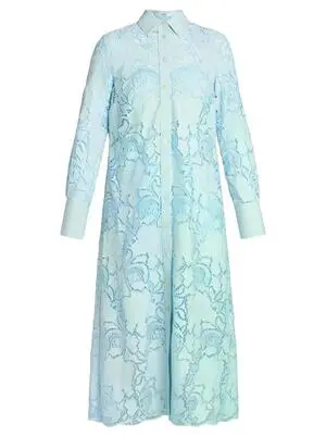 Erdem Floral Lace Shirt Dress - Blue