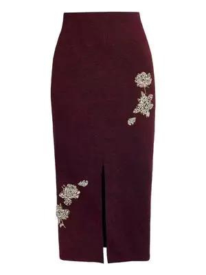 Erdem Embellished Midi Skirt - Red