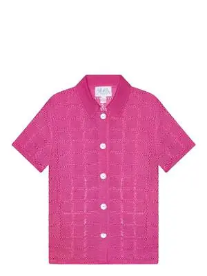 Calle Del Mar Short-sleeve Grid-pattern Shirt - Pink