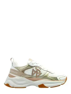 STUART WEITZMAN Logo-embellished Sneakers - White Barely Beige Platinum