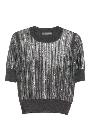Ermanno Scervino Sequin-embellished Short-sleeved Sweater - Grey