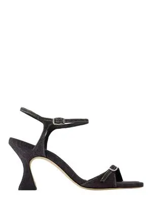 CAREL 70mm Slingback Denim Heeled Sandals - Black