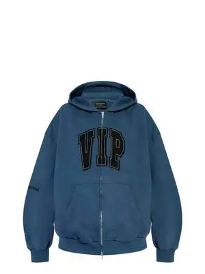 Balenciaga Zip-up Hoodie With Vip Patch - Blue