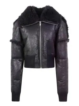 Rick Owens Shearling-collar Zip-front Jacket - Black